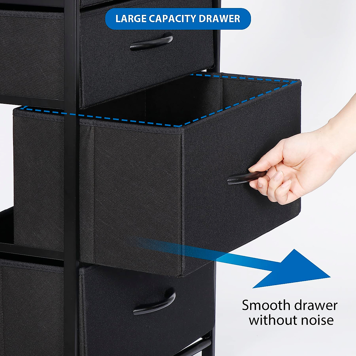 ZENY Vertical Dresser Storage Tower with 5 Drawers - Sturdy Metal Frame, Wood Top, Easy Pull Fabric Bins - Organizer Unit for Bedroom, Hallway, Entryway, Closet & Nursery