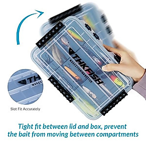 THKFISH Fishing Tackle Box 3600 Tackle Tray Floating Fishing Lure Box Storage Organizer Small Plastic Box with Adjustable Dividers,Sun-Proof 2PCS
