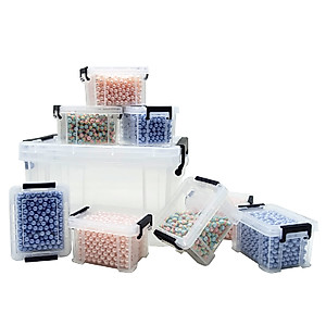 Mini Storage Bins with Lids, Bead Organizer Boxes, Plastic Craft Storage Containers - 9 Boxes