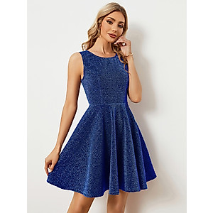Ever-Pretty Women's Open Back Sleeveless Knee-Length Cocktail Dresses Sapphire Blue US12