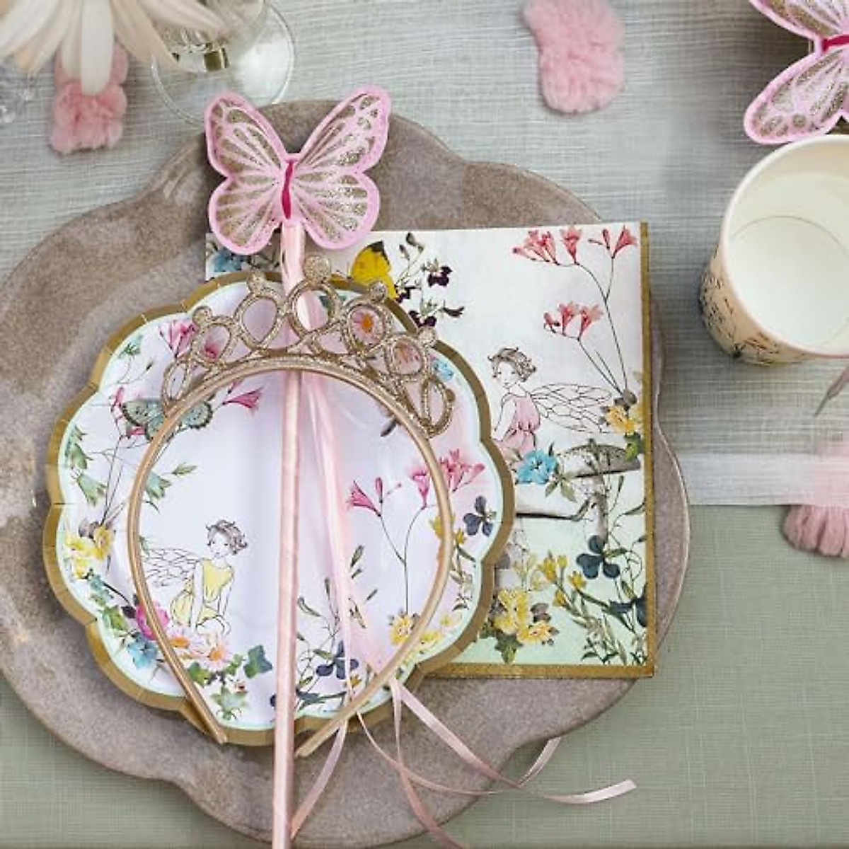 Talking Tables Fairy Party Decorations and Disposable Tableware for 16 Guests | Butterfly Bunting, Tablecloth, Cups, Plates and Napkins | for Kids Birthday, Mother's Day, Afternoon Tea, Baby Shower