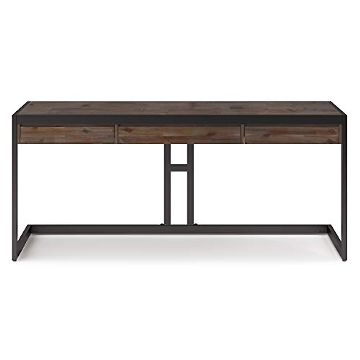 SIMPLIHOME Erina SOLID WOOD and Metal Modern Industrial 72 inch Wide Home Office Desk, Writing Table, Workstation, Study Table Furniture in Rustic Natural Aged Brown with 2 Drawers