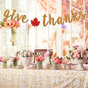 Rose Gold Give Thanks Banner - Thanksgiving Party Decoration - Thanksgiving Sign - Thanksgiving Home Decoration