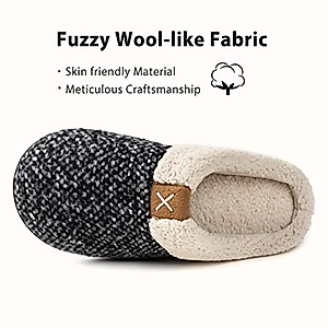 ULTRAIDEAS Women's Indoor Bedroom Slipper with Memory Foam, Gift for Women, Wool-Like House Shoe with Anti-Skid Rubber Sole for Ladies (7-8, Sleet)