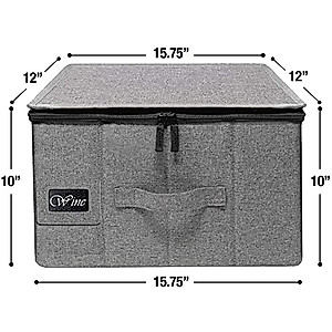 Sorbus Stemware Wine Glass Storage Hard Shell Box - Deluxe Padded Quilted Case with Dividers - Service for 12 - Great for Protecting or Transporting Wine Glasses, Champagne Flutes, Goblets, (Gray)