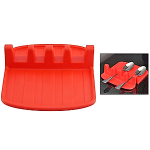 HOME-X Red Silicone Spoon Rest & Spoon Holder, Utensil Rest with Drip Pad for Multiple Utensils at Once, BPA-Free, Spoon Holder for Stove Top, Holder for Spoons, Ladles, Tongs & More, Kitchen Accessor