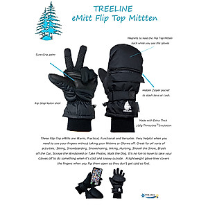 SnowStoppers eMitt - Extra Warm, Multi-purpose Flip-top Mitten/Glove from Treeline (Medium)