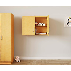 Tot Mate Wall Mounted Storage Lock Cabinet - 30in Wide | Ready-to-Assemble, Maple/Maple