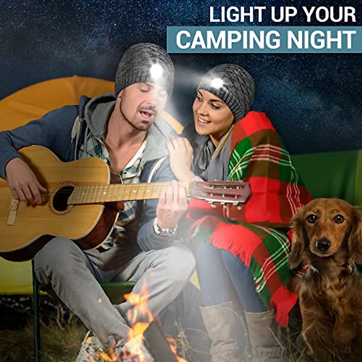 Christmas Stocking Stuffers Gifts for Men - LED Beanie Hat with Light Men Gifts Rechargeable Headlamp Cap for Women Winter Warm Knit Lighted Hats for Running Hunting Camping Cool Gadgets Dad Birthday