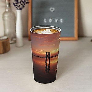 WANGXUEE Romantic Love Print 500ml Stainless Steel Travel Tumbler Double Wall Vacuum Insulated Coffee Mug