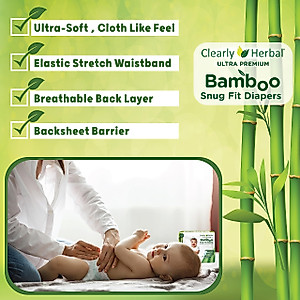 Clearly Herbal Bamboo Diapers, Micro Cushion Comfort & Other Plant-Based Materials, Size 1 34ct Case (4 Inner Bags)