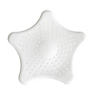 Starfish Kitchen Floor Drain, Durable Silicone Hair Stopper With Suction Cup, Shower Drain Covers Suit For Bathroom Bathtub And Kitchen, Easy To Install And Clean Sink Strainer, White