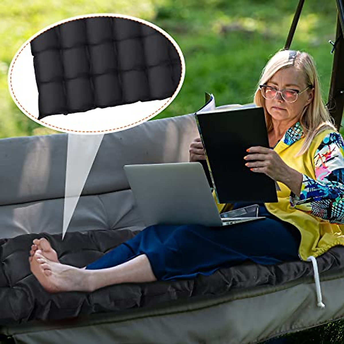 Thyle 63x19 Inch Bench Swing Replacement Cushions, 2-3 Seater Waterproof Patio Furniture Outdoor Cushions, 3 Inch Thicken Cushion, Rocking Chairs Long Bench Pad for Lawn Garden (Black,1 Pcs)