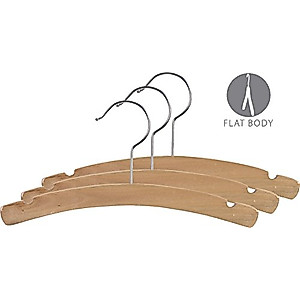 The Great American Hanger Company Rounded Wooden Kids Hanger, Box of 25 12 Inch Wood Top Hangers w/Natural Finish & Chrome Swivel Hook for Childrens Clothes