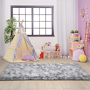 AROGAN 2x6 Feet Soft Runner Rugs for Bedroom Plush Fluffy Rug, Shag Furry Area Rug Carpet Non Shedding for Nursery Children Kids Girls Room Home Hallways Decorative, Grey and White