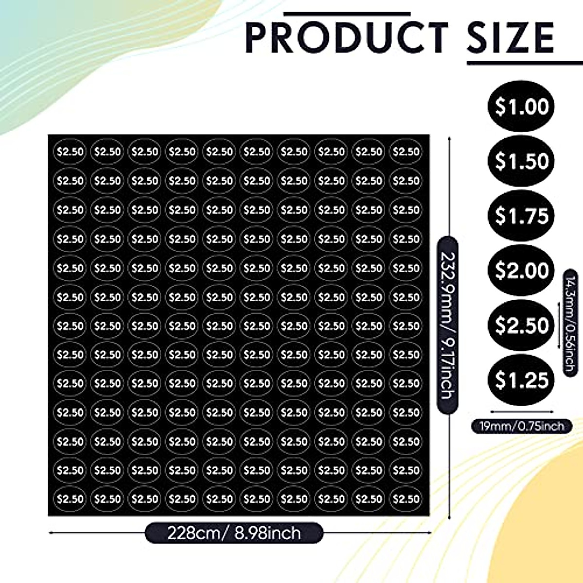 Sabary 6 Sheets Vending Machine Price Labels Soda Snack $1.00 $1.25 $1.50 $1.75 $2.00 $2.50 Vending Machine Labels Stickers for Business (Black)