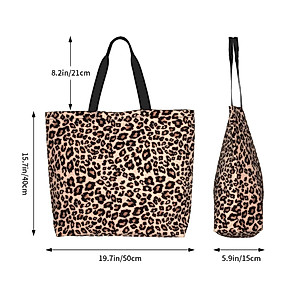 OHORTEB Leopard Tote Bag for Women, Reusable Large Ladies Cheetah Shoulder Bag, Fasion Handbag for Office, Shopping, Travel