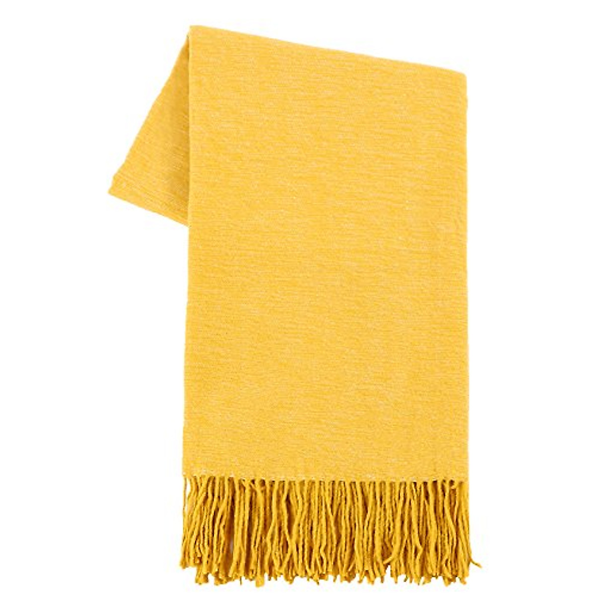 Solid Soft Yellow Throw Blanket with Fringe Tassel - 50" x 60", Light Yellow Throw Blanket, Mustard Yellow Throw for Couch and Bed, Autumn & Fall Patio Throw Blanket, Perfect for Outdoor and Indoor