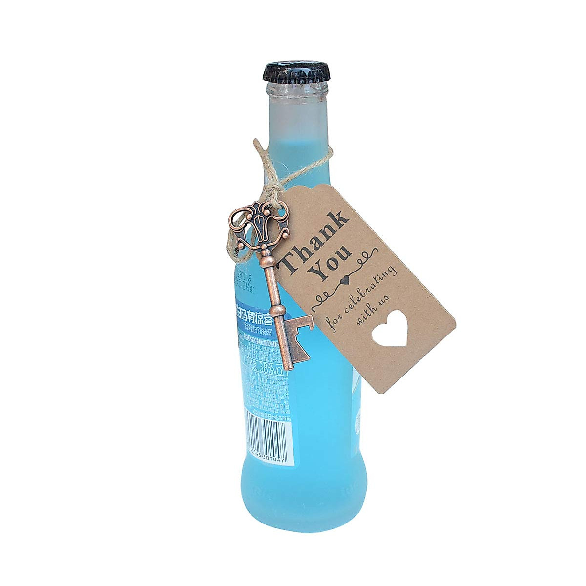 50 Pcs Copper Skeleton Key Beer Bottle Opener With 100 Pcs Thank You Card and 98 Feet Hemp Rope for Wedding Party Favors(50pcs Copper)
