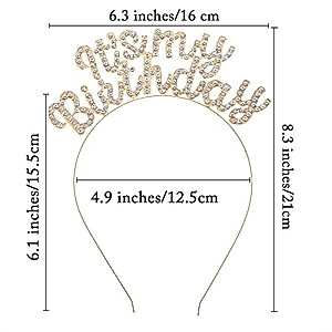 Acenail Birthday Headbands Women Birthday Sash Happy Birthday Headband Rhinestone Birthday Queen Crowns and Tiaras Birthday Princess Crown Birthday Queen Tiara Birthday Head Band Set Crystal Birthday Decorations Girls Birthday Hair Accessories (B-Gold)