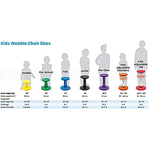 Kore Design Adjustable Height Wobble Chair, Active Sitting Stool for Children, Kids, Teens: Better Than a Balance Ball, Flexible Classroom Seating, Adjusts from 16.5 to 24 inches. Red