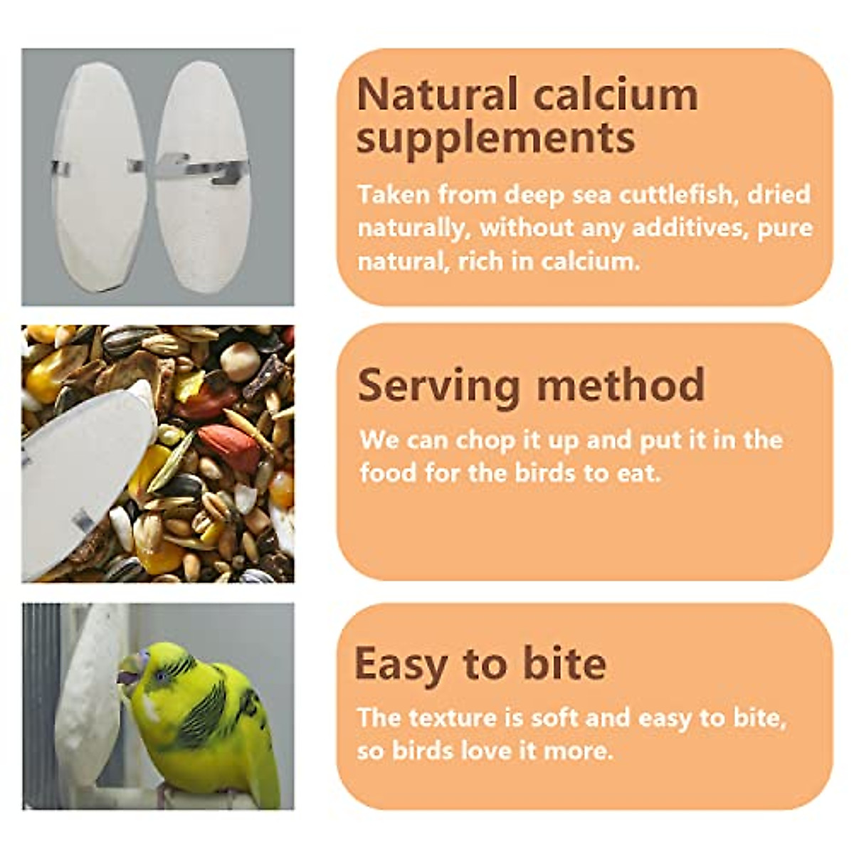 Jmxu's Cuttlebone for Birds, Natural Bird Calcium for Parakeet Cuddle Bone for Cockatiels Tortoise, 4.5 to 5.5 inch