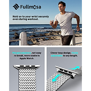 Fullmosa Compatible Apple Watch Metal Bands 45mm 44mm 42mm, Stainless Steel Mesh Loop Magnetic Clasp iWatch Band with TPU Case for Apple Watch Series 9 8 7 6 5 4 3 2 1 SE SE2 for Men Women (Silver)