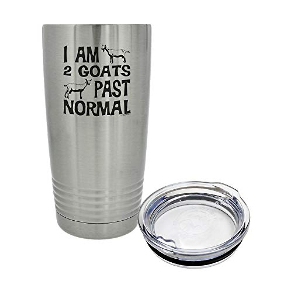 ThisWear Gifts For Goat Lovers I Am 2 Goats Past Normal 20oz. Stainless Steel Insulated Travel Mug With Lid Silver