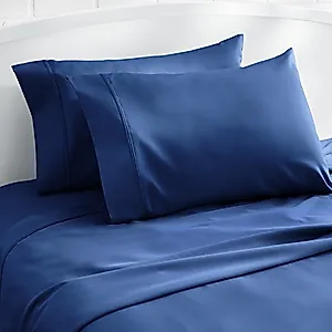 Amazon Basics 400 Thread Count Cotton Pillow Cases, King, 40" L x 20" W, Navy - Set of 2, Pillows Not Included