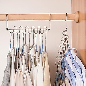 FYY Magic Hangers Space Saving Closet Organizer Clothes Storage Hangers 2 Pack Multifunctional 360°Rotation Stainless Steel Clothes Hanger for Wardrobe Heavy Clothes, Shirts, Pants, Dresses, Coats
