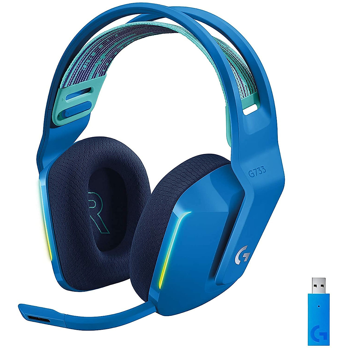 Logitech G733 Lightspeed Wireless Gaming Headset for PC, Mac, PS4/PS5(Not for Xbox) - Blue (Renewed)