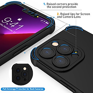 ORETECH for iPhone 13 Pro Max Case, with [2 x Screen Protectors] [15 Ft Military Grade Drop Test] [Camera Protection] 360° Shockproof Slim Thin Phone Case for iPhone 13 Pro Max Cover 6.7" - Black