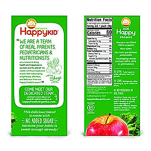 HAPPYKID Organics Organic Kid Snack, Apple, Kale, & Mango, 3.17 Ounce Pouch, Pack of 16 (Packaging May Vary)