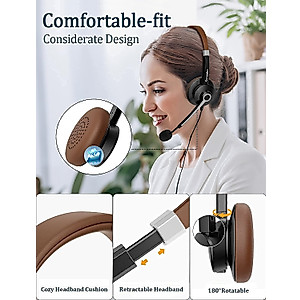 USB Headset with Microphone, Ultra Comfort Over-Ear Wired Headphones with Noise Cancelling Mic, Computer Headset with in-line Control for PC Laptop Home Office Online Class Skype Zoom