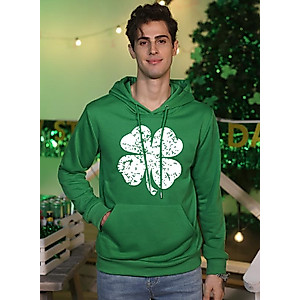Arvilhill St Patrick's Day Sweatshirt Men's Green Shamrock Irish Printed Hoodie CLOVER XL