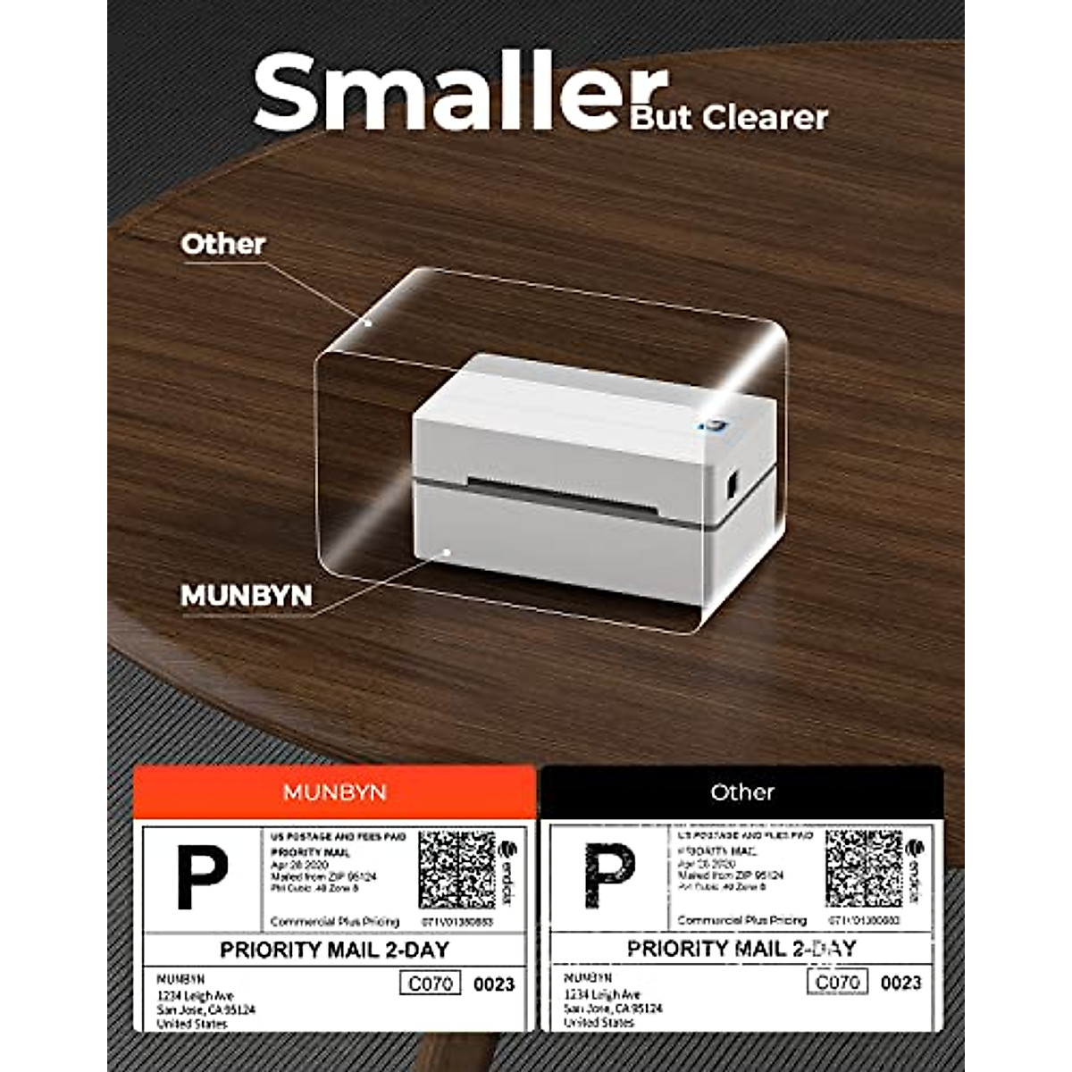 MUNBYN Bluetooth Thermal Shipping Label Printer, 4x6 Wireless Label Printer for Shipping Packages Small Business Office and Home, Support iPhone Android iPad Windows macOS Chromebook Etsy Ebay USPS