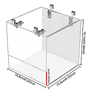 Xxmbbjy Hanging Cube Bird Bath Cage, Transparent Bird Bathtub Bath Shower with Stainless Steel Hooks for Small Bird Canary Parakeet Budgerigar Parrots Crested Myna Cockatiel Lovebird (Large)