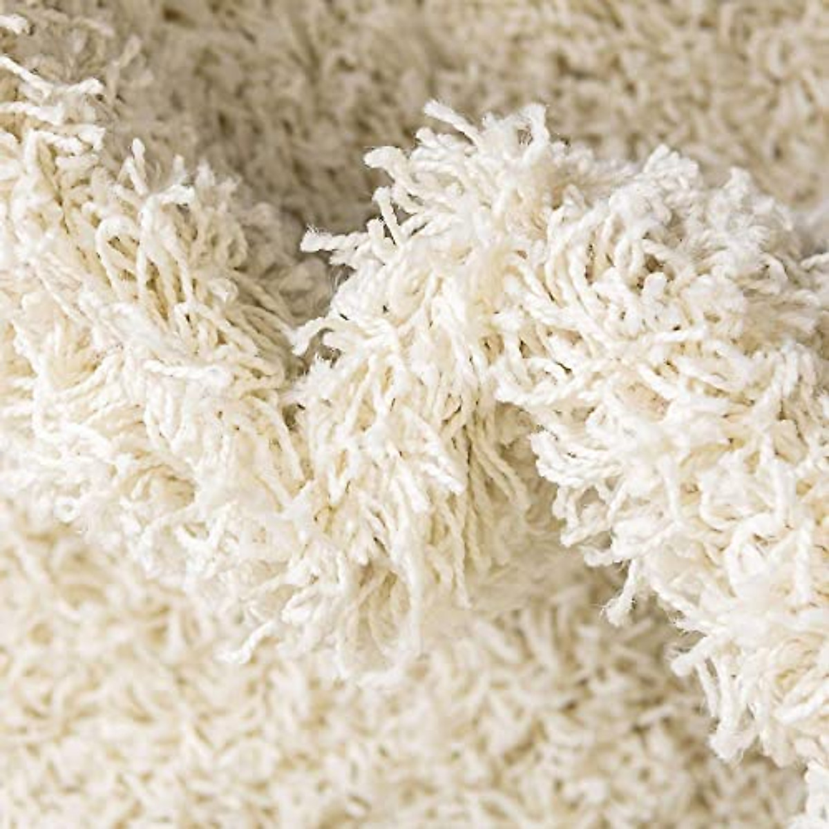 Rugs.com Über Cozy Solid Shag Collection Rug – 5 x 8 Pure Ivory Shag Rug Perfect 5 x 8 Feet
