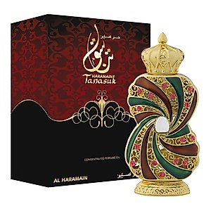 Al Haramain Tanasuk Perfume Oil - 12 ml | Unisex Amber Vanilla Attar Oil | Concentrated Fragrance