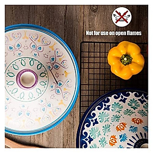 Natural Tagine Casserole Pot Cooking Pot Hand Painted TagineCooking Pot For Cooking And Stew Casserole Slow Cooker Compatible 25Cm 22.5.29