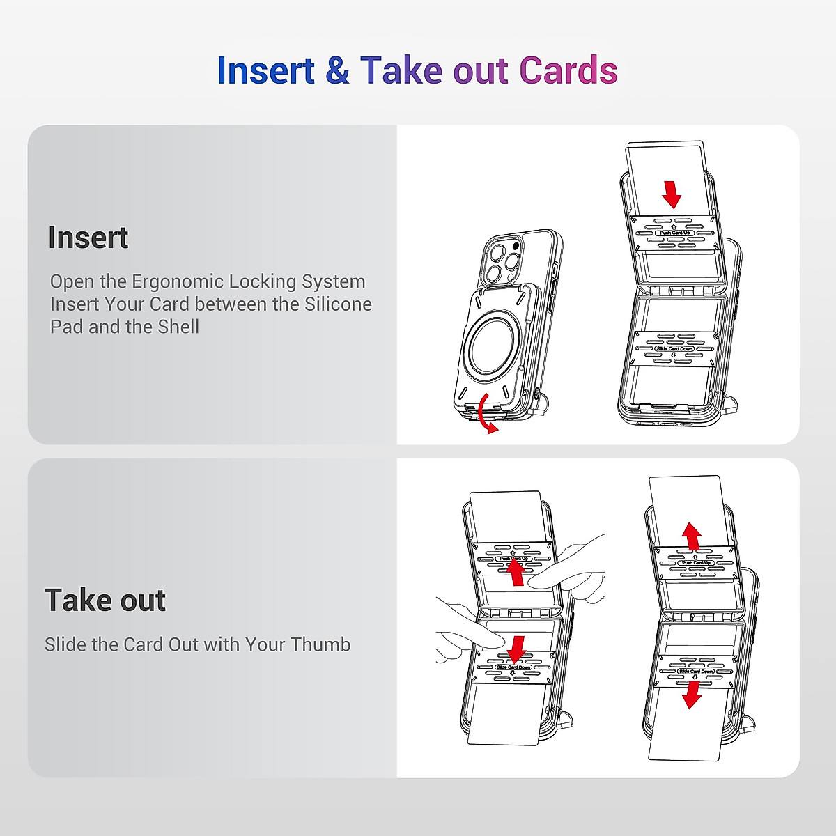 2-in-1 Mag Safe Wallet Stand, RFID Blocking Slim Hardshell 4 Credit Card & Money Pocket Magnets Magnetic Stand Wallet for Apple iPhone 15 14 13 12 Plus Max & MagSafe Case (Not for 13/12 Mini)
