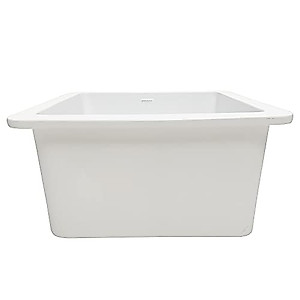 Sinkology P800-B36 Eden Undermount 18 in. Single Bowl Bar/Prep Strainer Drain Fireclay Kitchen Sink Kit, Crisp White