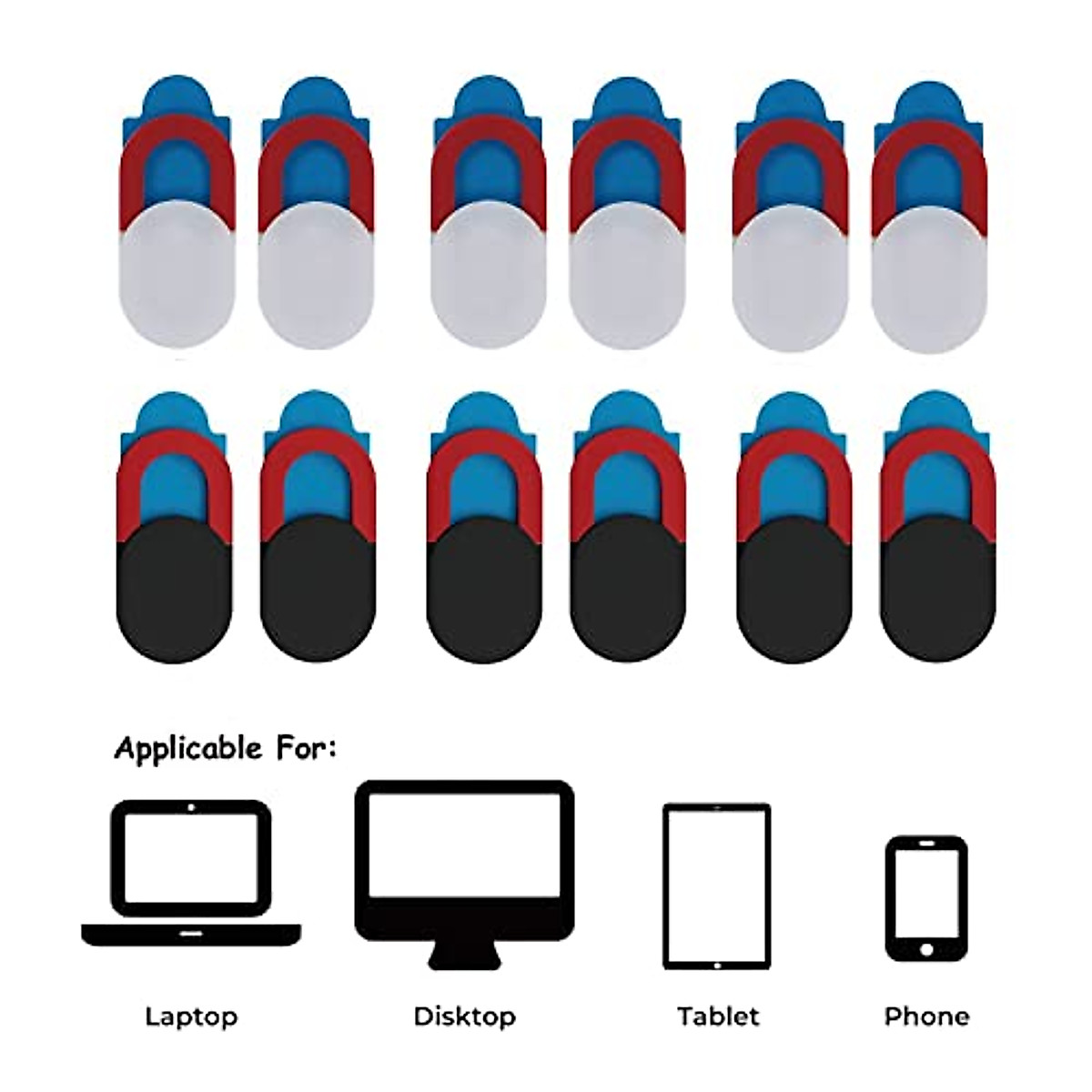 Webcam Cover Slide 12 Packs, Ultra Thin Camera Privacy Protector Fit for Computer Desktop PC Laptop Tablet Smart Phone, AllureEyes Laptop Camera Covers Web Cam Lens Protection Sticker