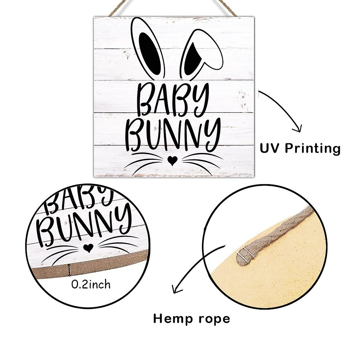 Swavecat Wall Decor Wood Sign Sweet Family Easter Rabbit Sign Easter Family Bunny Baby Wood Wall Signs Happy Easter Eggs Bunny Wood Sign for Living Room 12x12in Easter Gift to Kid Children