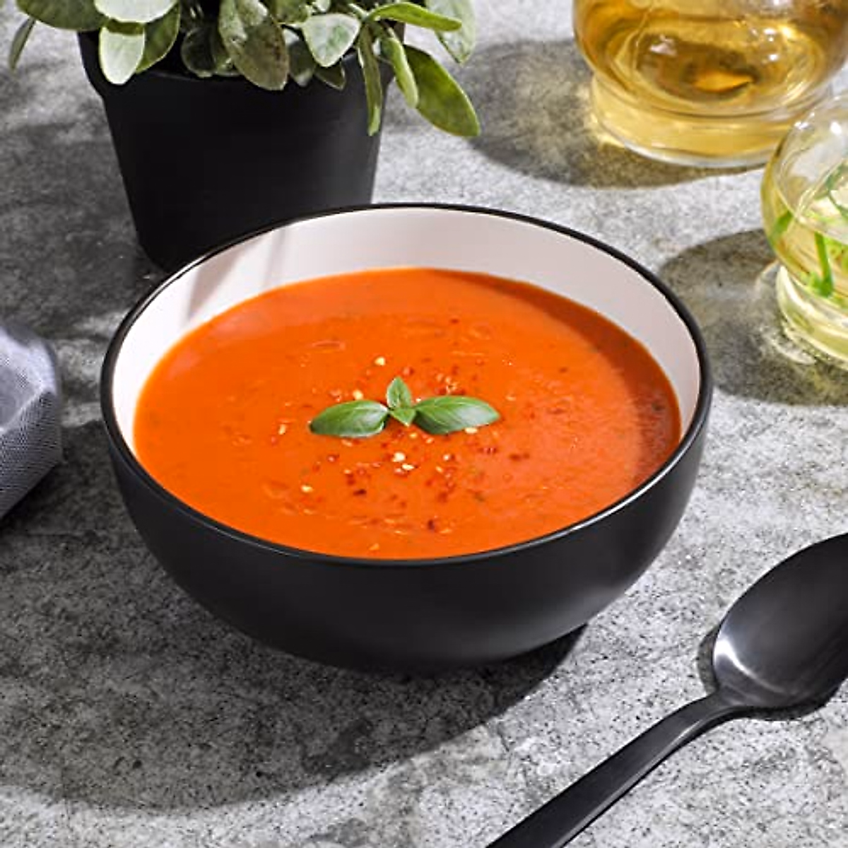 Babish 4 Pack 6.3" Stoneware Stackable Cereal Bowls