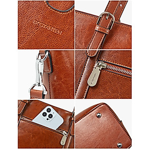 BOSTANTEN Womens Leather Laptop Tote Office Shoulder Handbag Vintage Briefcase 15.6 inch Computer Work Purse Brown