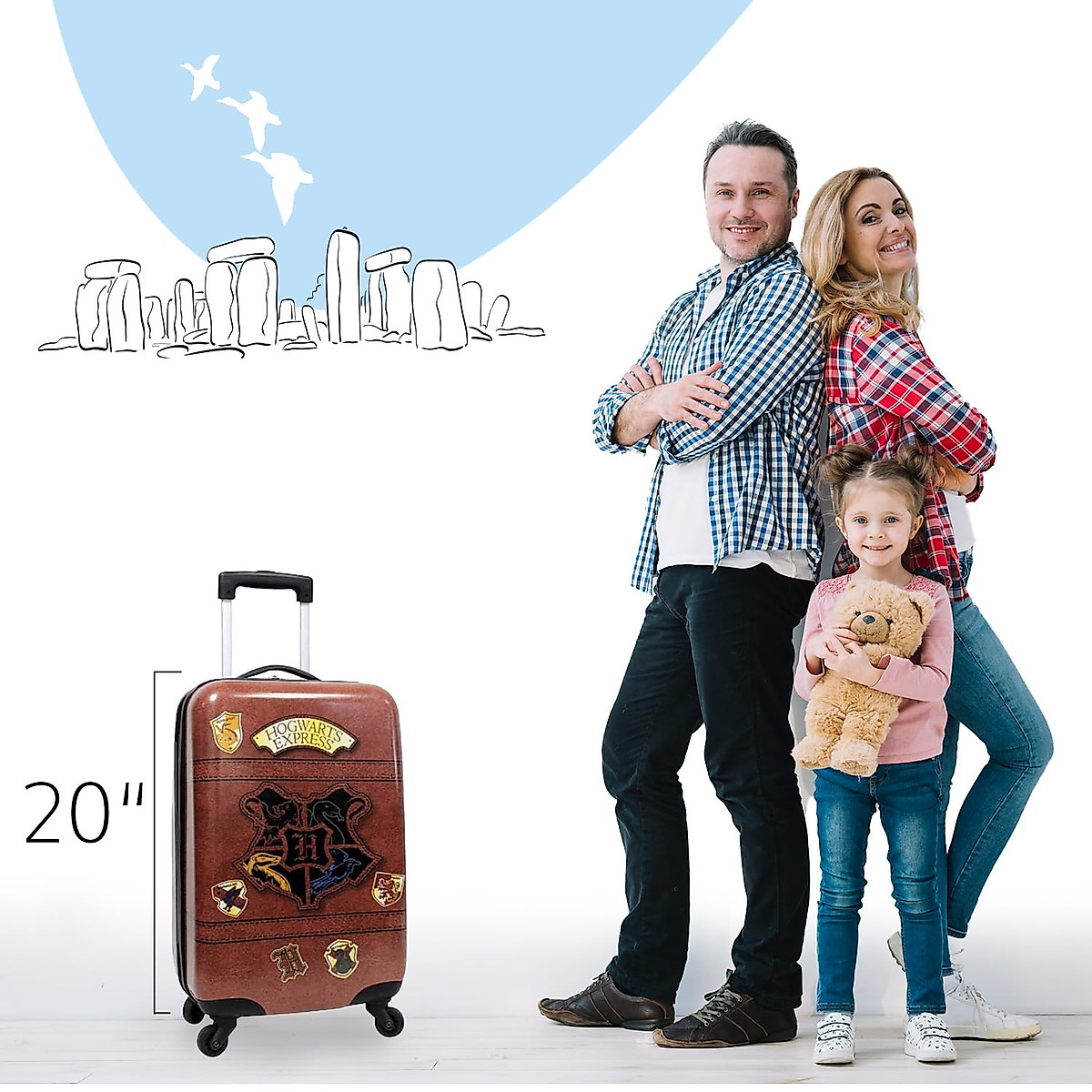 Harry Potter Luggage 21 Inch Hogwarts Express Hard-Sided Suitcase Rolling Luggage Carry-On Tween Spinner Travel Trolley for kids - Brown