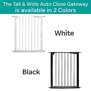 KidCo Gateway Baby Pressure Gate - No Tools or Wall Cups Required - Extra Tall & Wide Auto Close Magnet-Lock Safety Gate, G1200, White