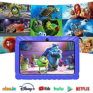 Contixo 7 inch Kids Learning Tablet Bundle - Toddler Tablet, Bluetooth, Android, Dual Cameras, Parental Control, Kids Bluetooth Headphone & Tablet Bag - DkBlue, 2023 Model