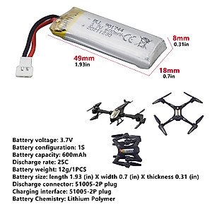 sea jump Accessories 5PCS 3.7V 600mah Lithium Battery with 5in1 Charger for SYMA X600W X700 X700W Aerial Photography Quadcopter Accessories Remote Control Drone Lithium Battery